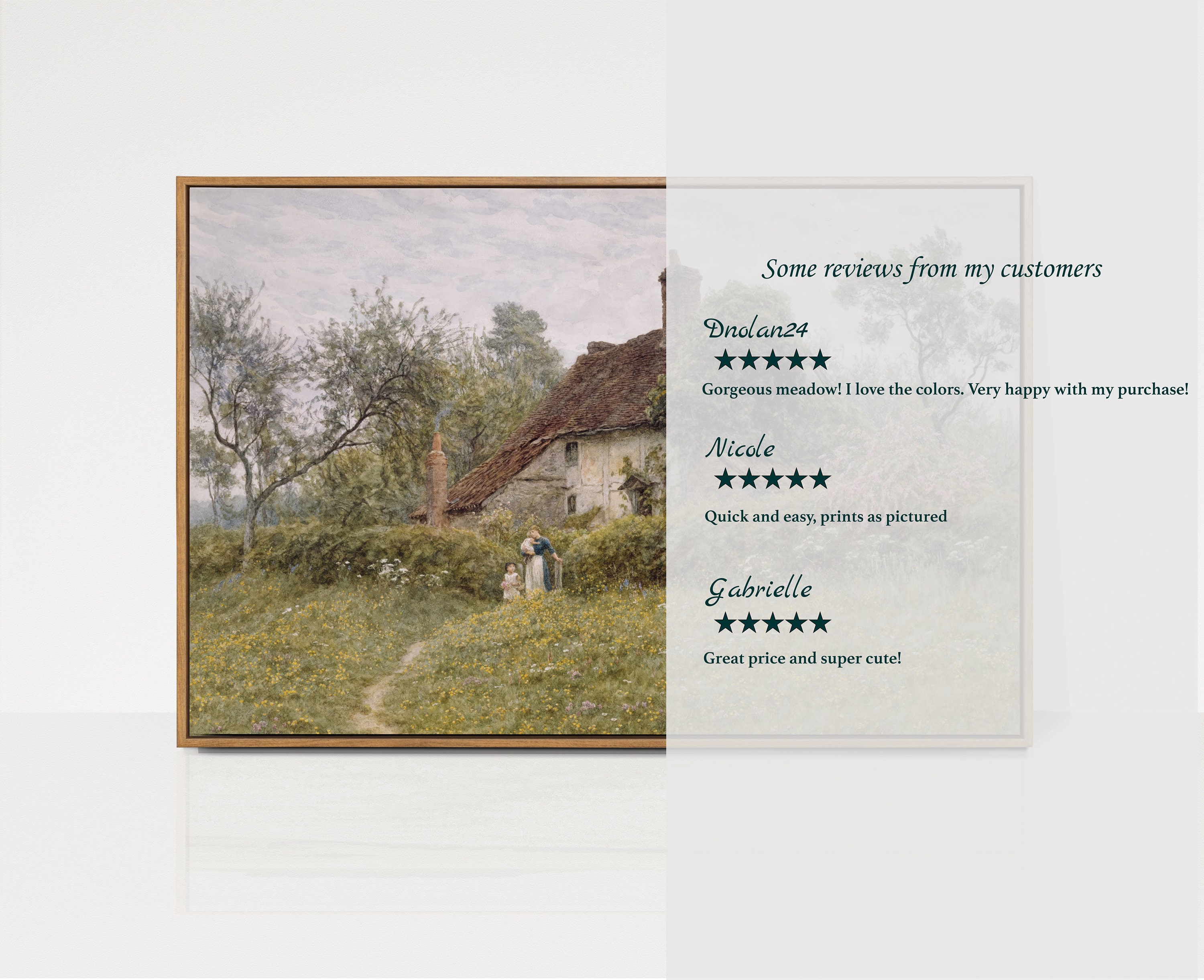 Vintage Cottage Painting Country Landscape Print, Printable English ...