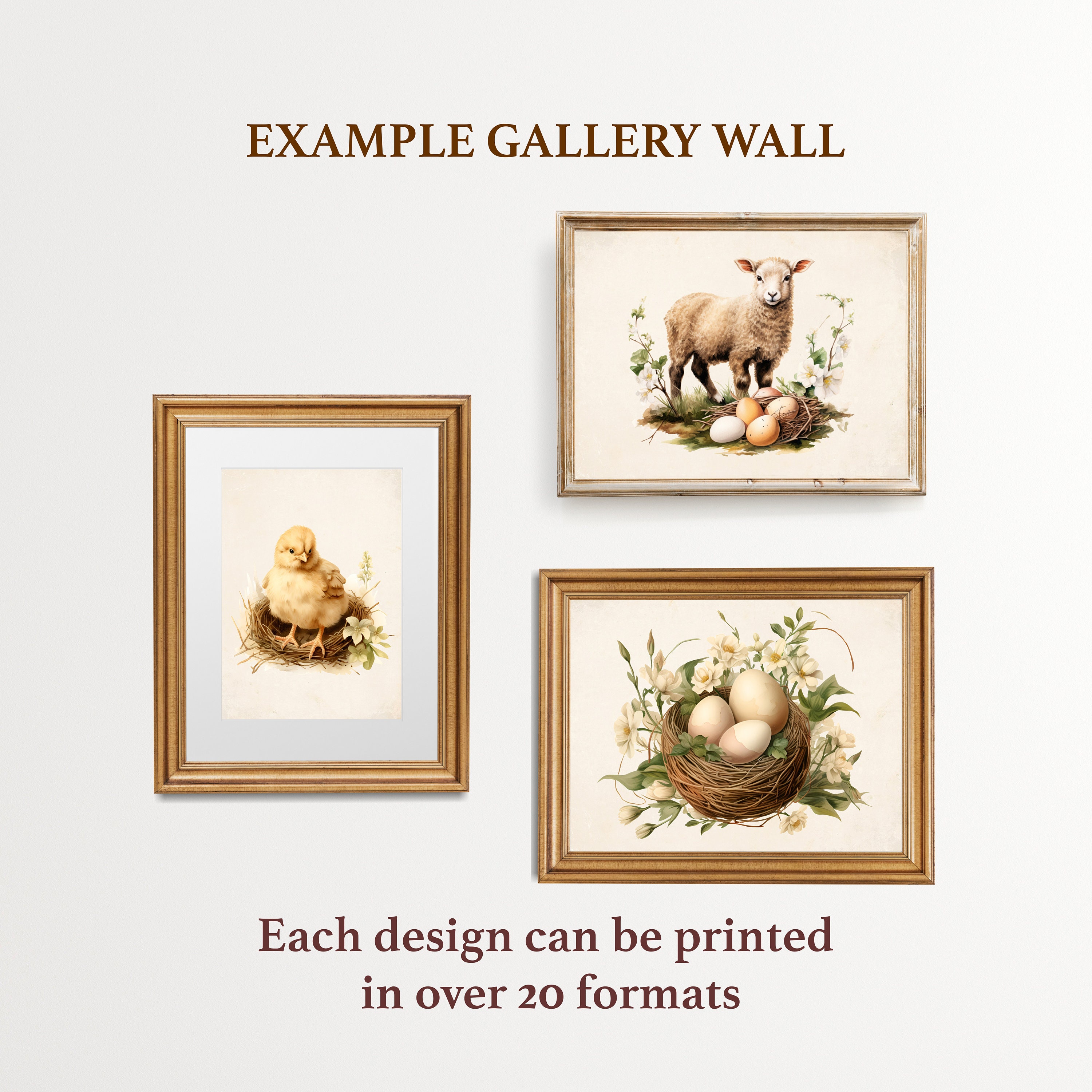 Set of 7 Vintage Easter Prints, Printable Spring Gallery Wall Set ...