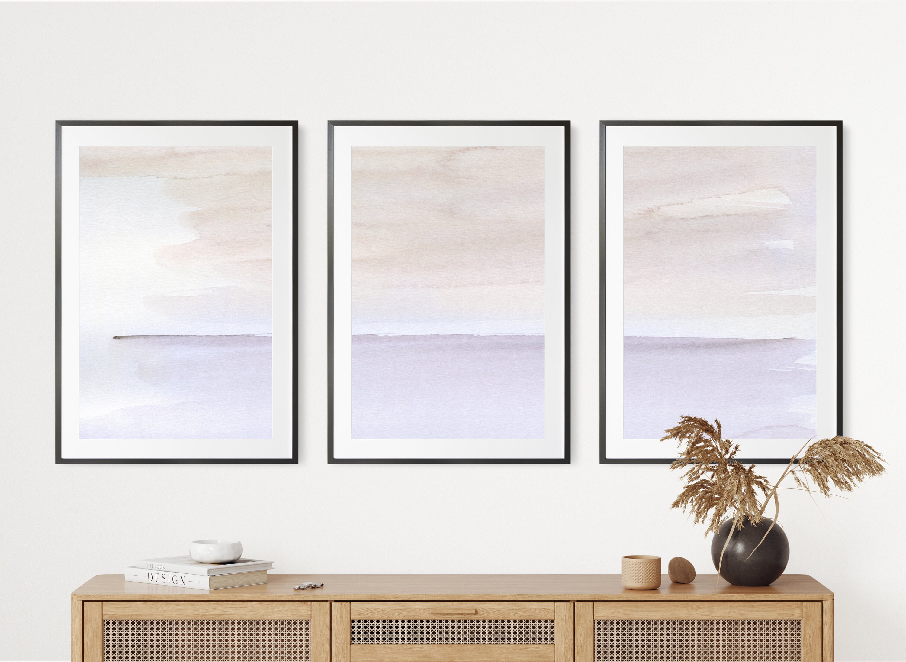 Neutral Abstract Art Prints Set of 3 Prints, Watercolor Landscape ...