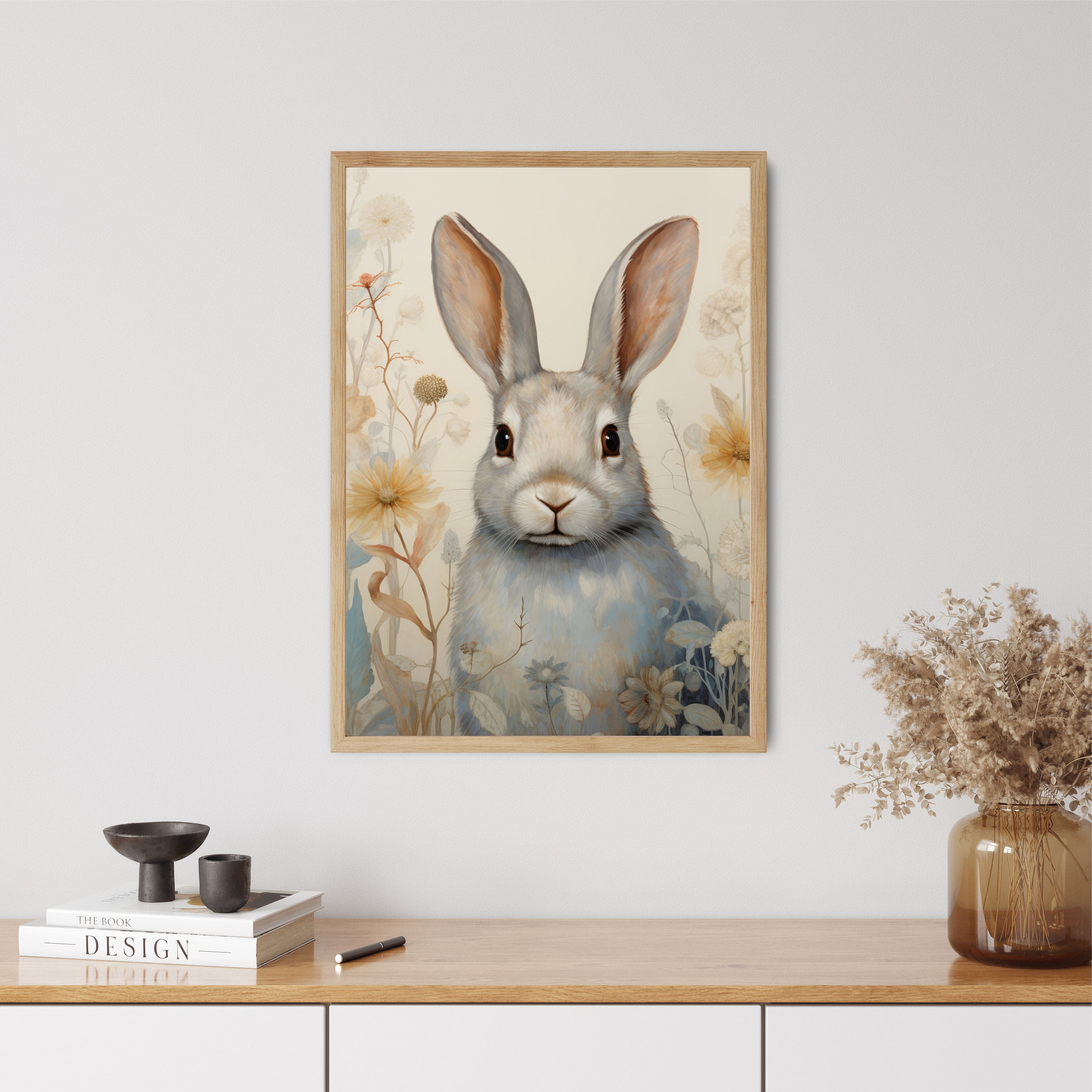 Easter Bunnies Printable Wall Art Set, Girl in Field With Rabbits ...