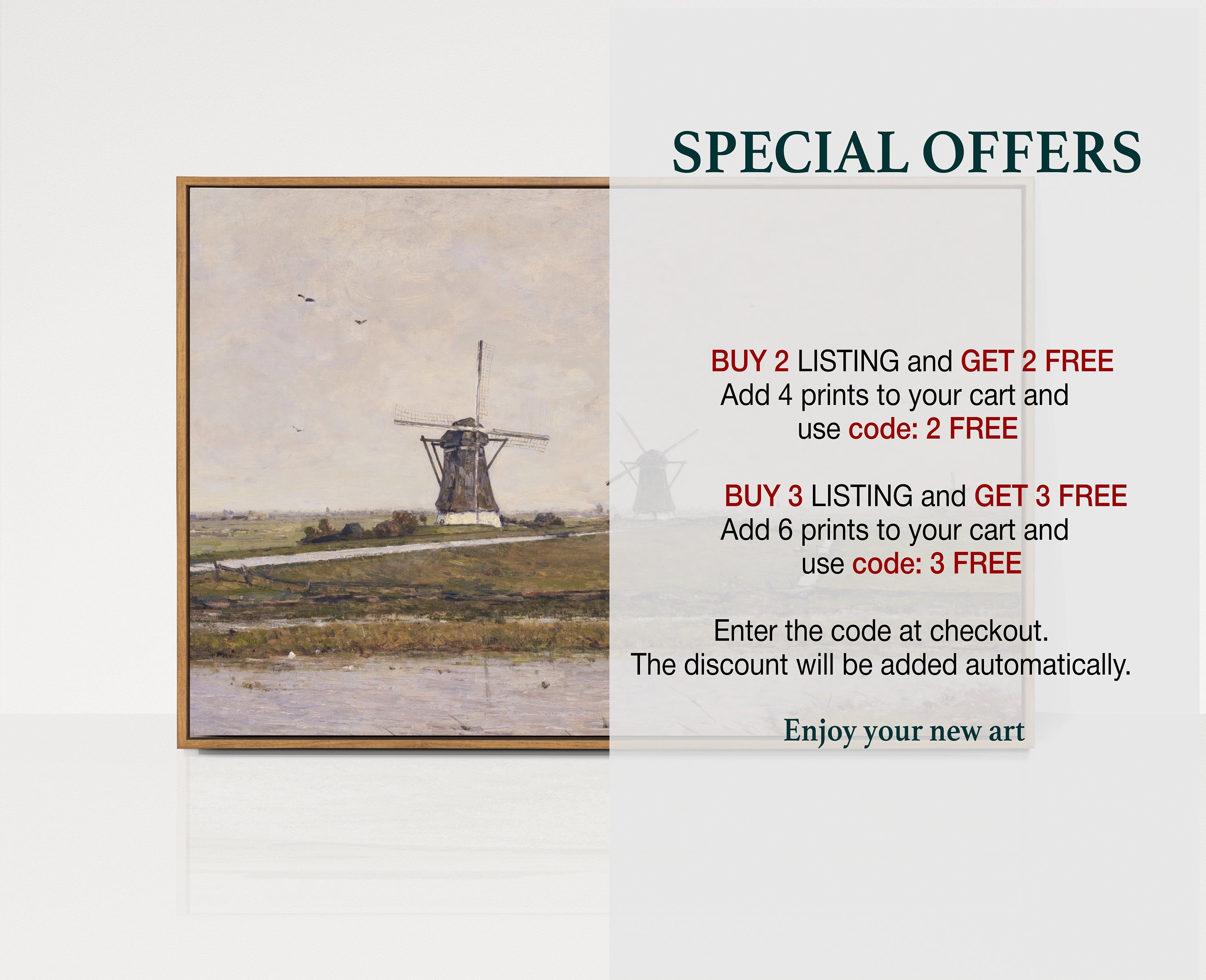 Vintage Windmill Print, Printable Dutch Country Painting, Farmhouse ...