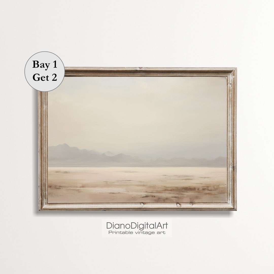 Vintage Art Landscape Painting, Muted Landscape Wall Art, Neutral ...