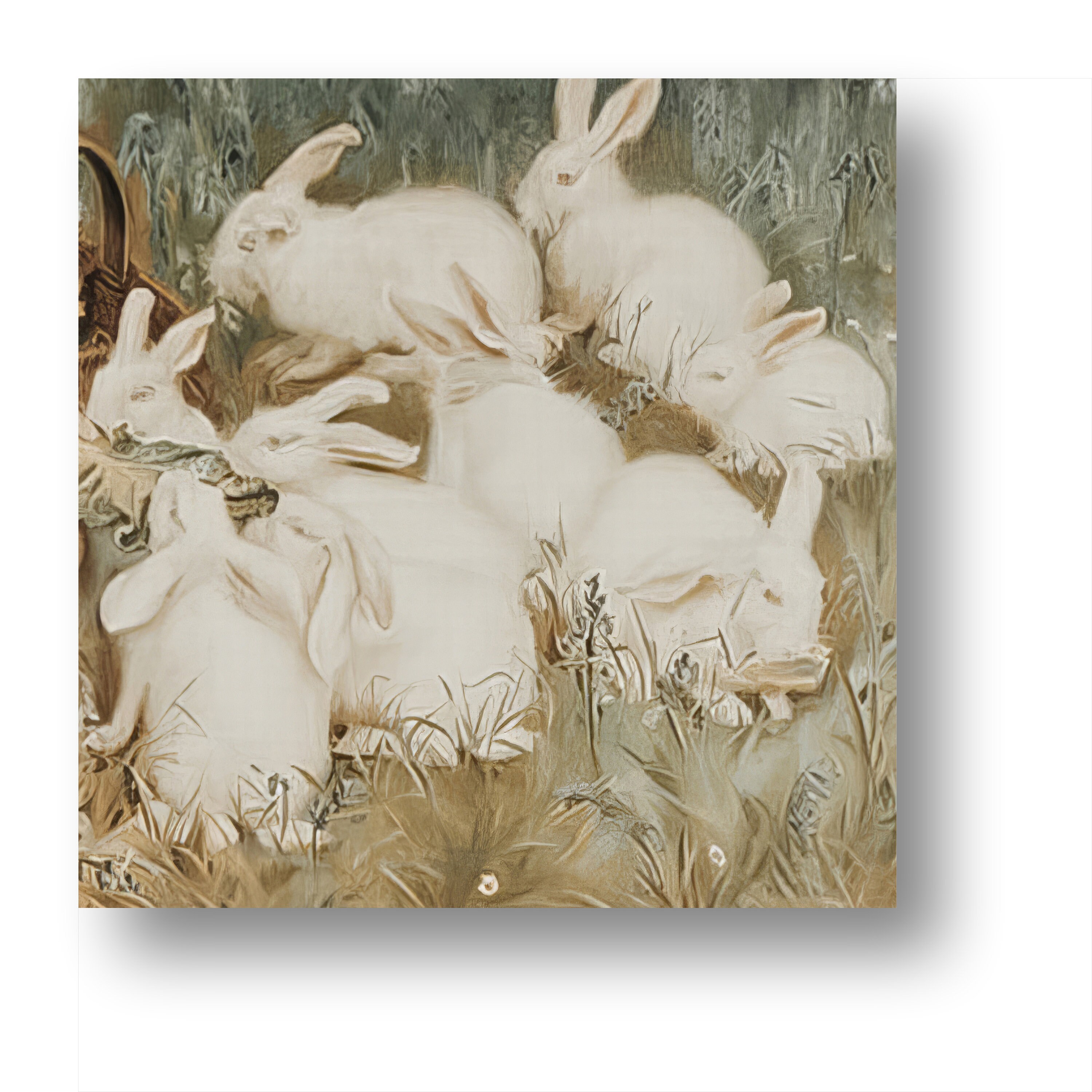 Easter Bunnies Printable Wall Art Set, Girl in Field With Rabbits ...