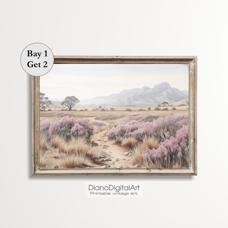 Meadow Print, Wildflower Painting , Landscape Oil Painting, Muted ...