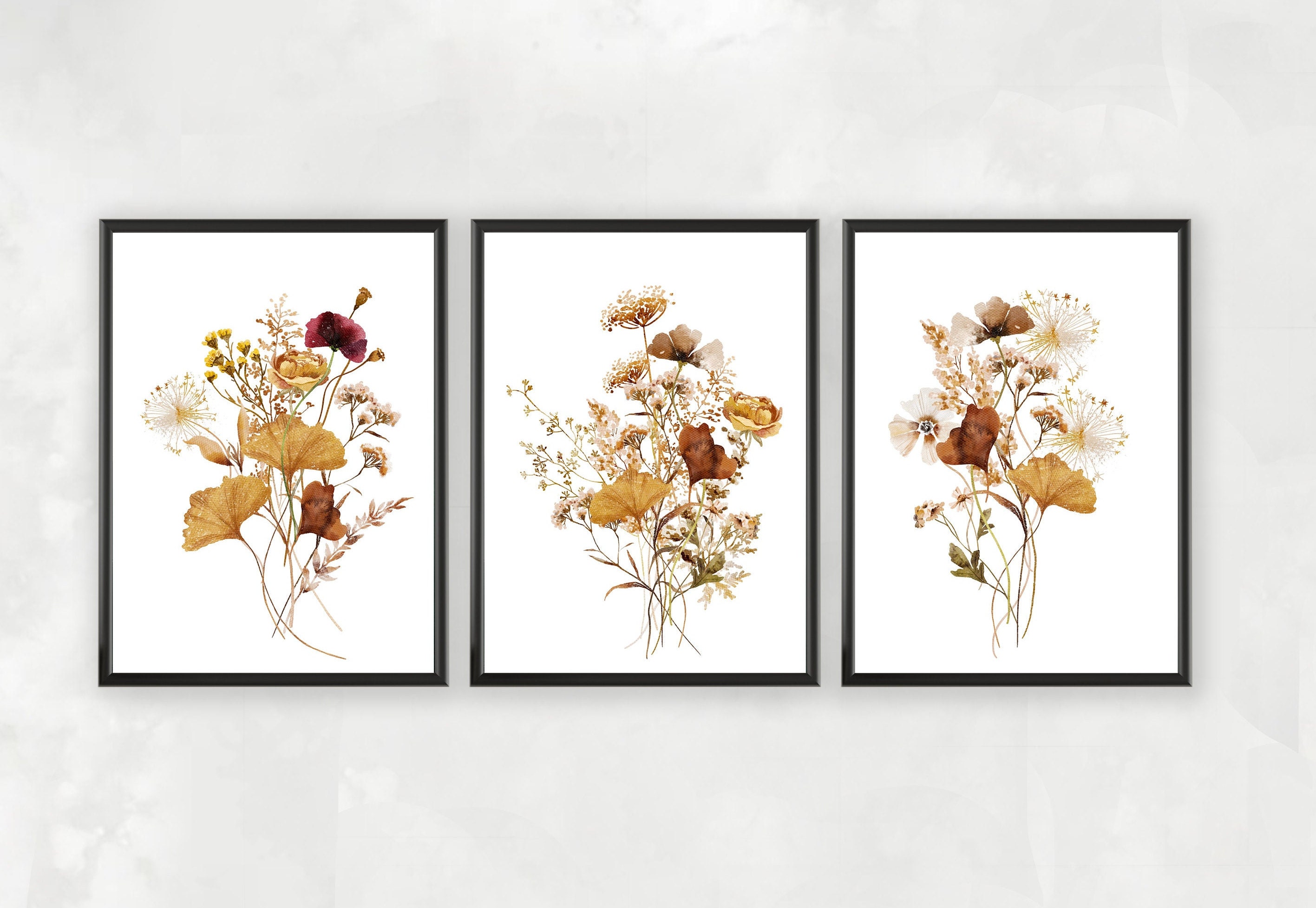 Watercolor Wildflower Art Set of 3 Meadow Flowers Floral Printable Art ...