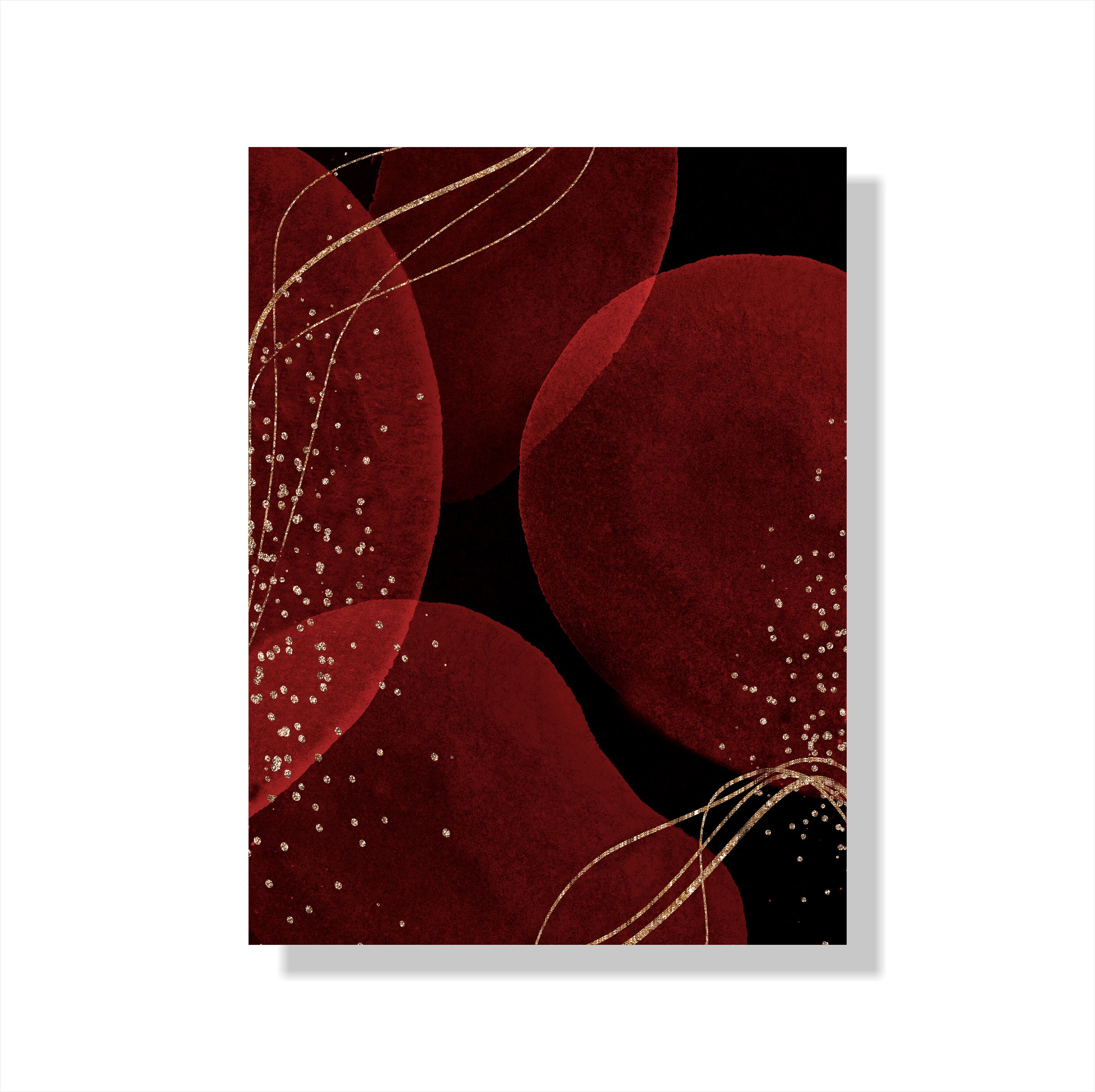 Red Abstract Print, Boho Printable Wall Art Set of 3, Minimalist ...