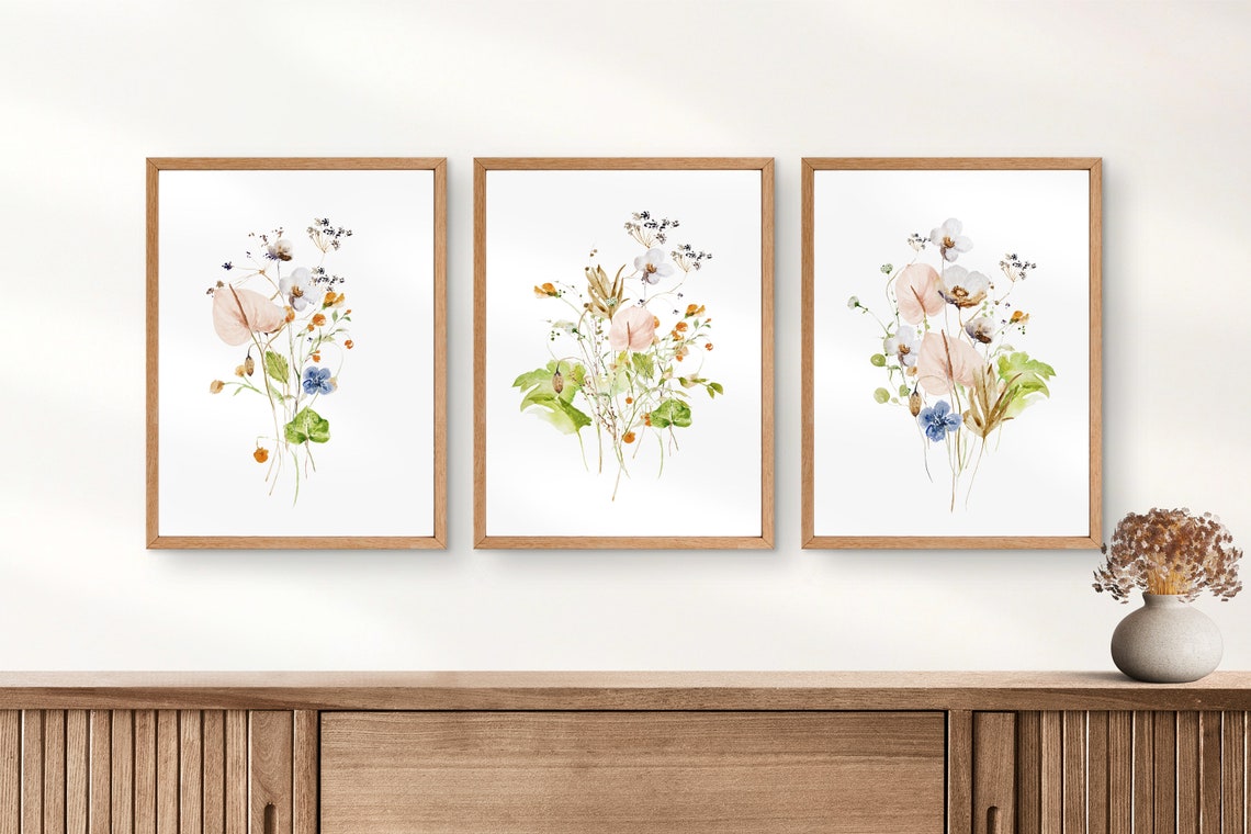 Watercolor Wildflower Print Set of 15, Printable Botanical Art, Floral ...