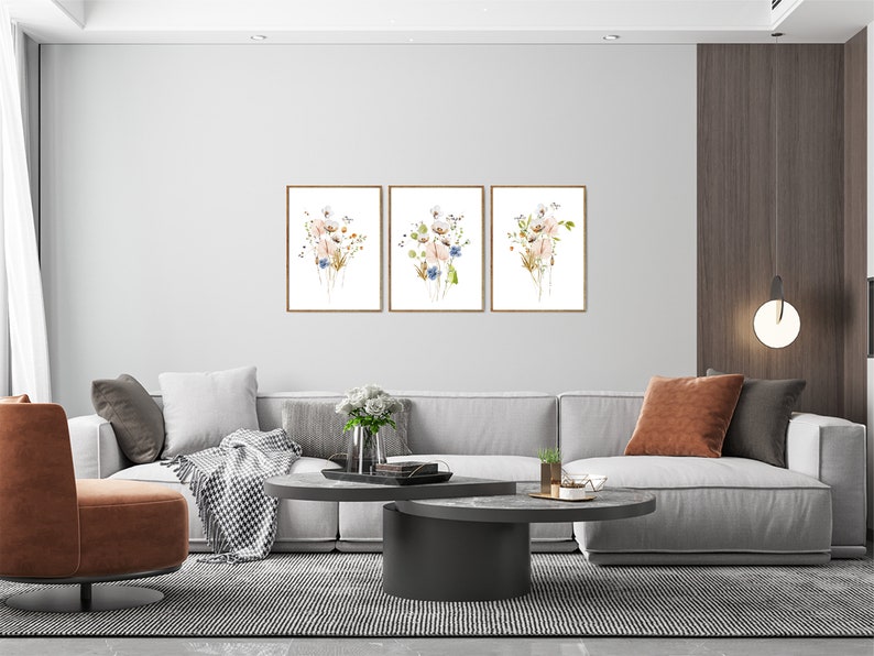 Watercolor Wildflower Art Set of 3 Meadow Flowers Floral Printable Art ...