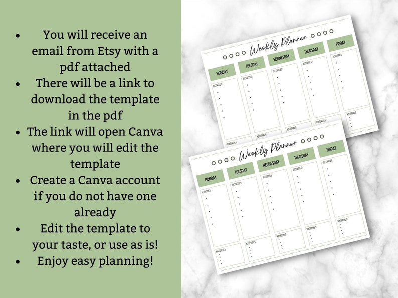Editable Weekly Planner Teacher Weekly Planner Digital - Etsy