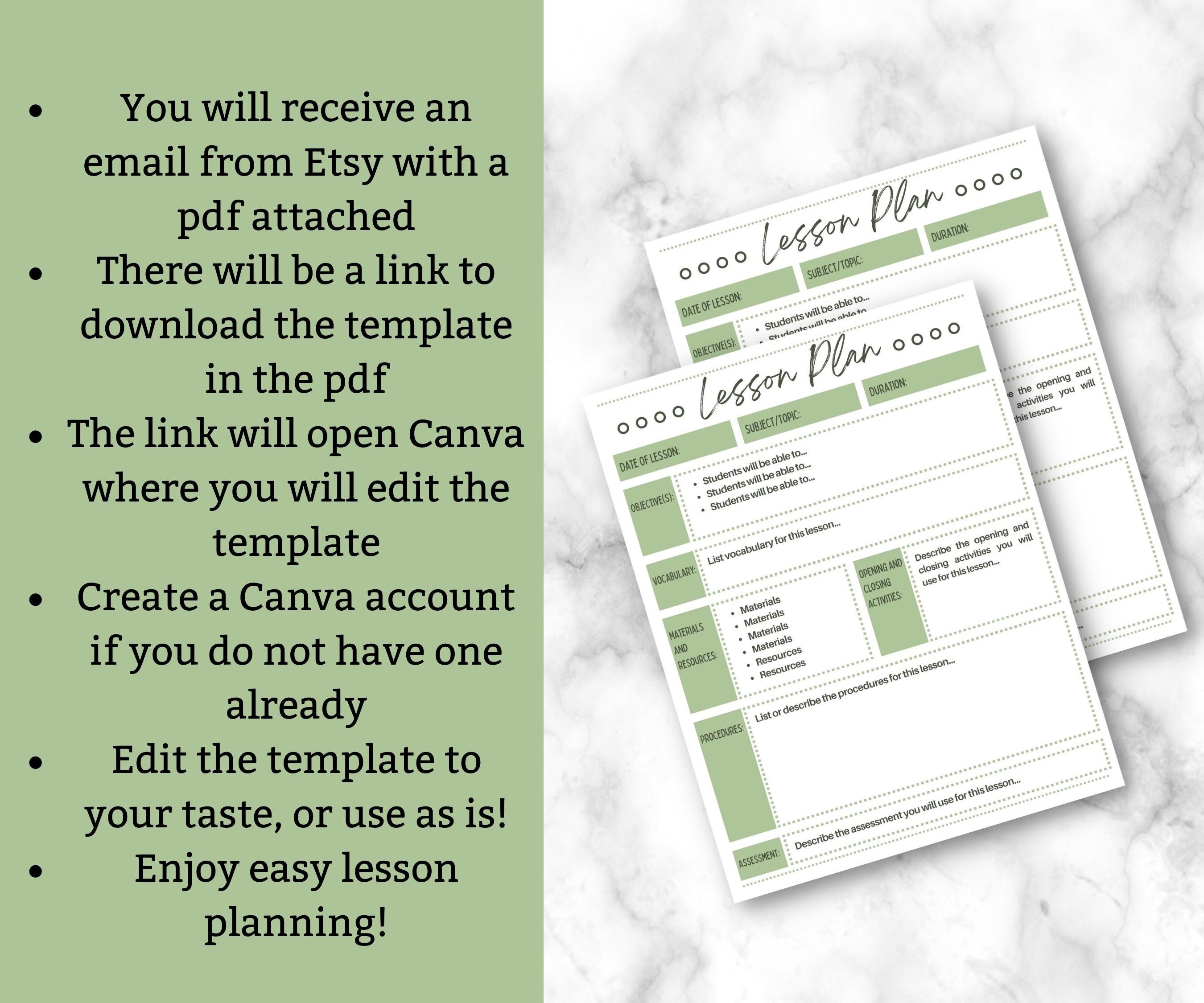 Editable Lesson Plan Template, Teacher Lesson Plan, Digital, Printable ...
