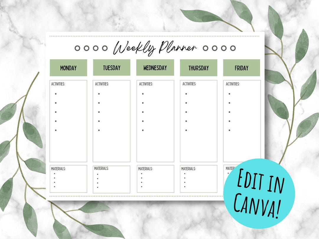 Editable Weekly Planner, Teacher Weekly Planner, Digital, Printable ...