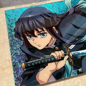 Demon Slayer Muichiro Tokito Glass Painting Anime Wall Decor Poster ...