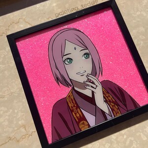 Naruto Sakura Haruno & Sasuke Uchiha Glass Painting With Frame - Etsy