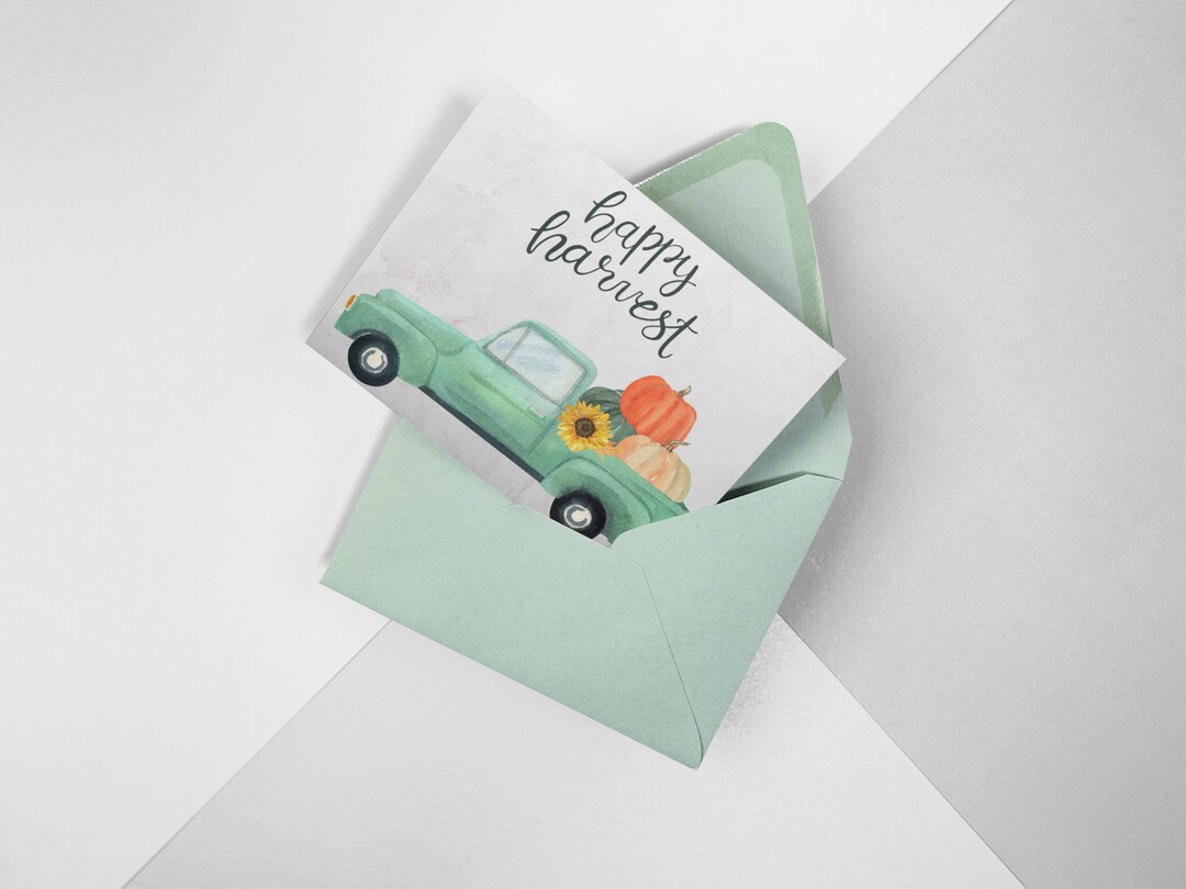 Happy Harvest Card, Printable Card, Folded Card, Folded Landscape Card ...