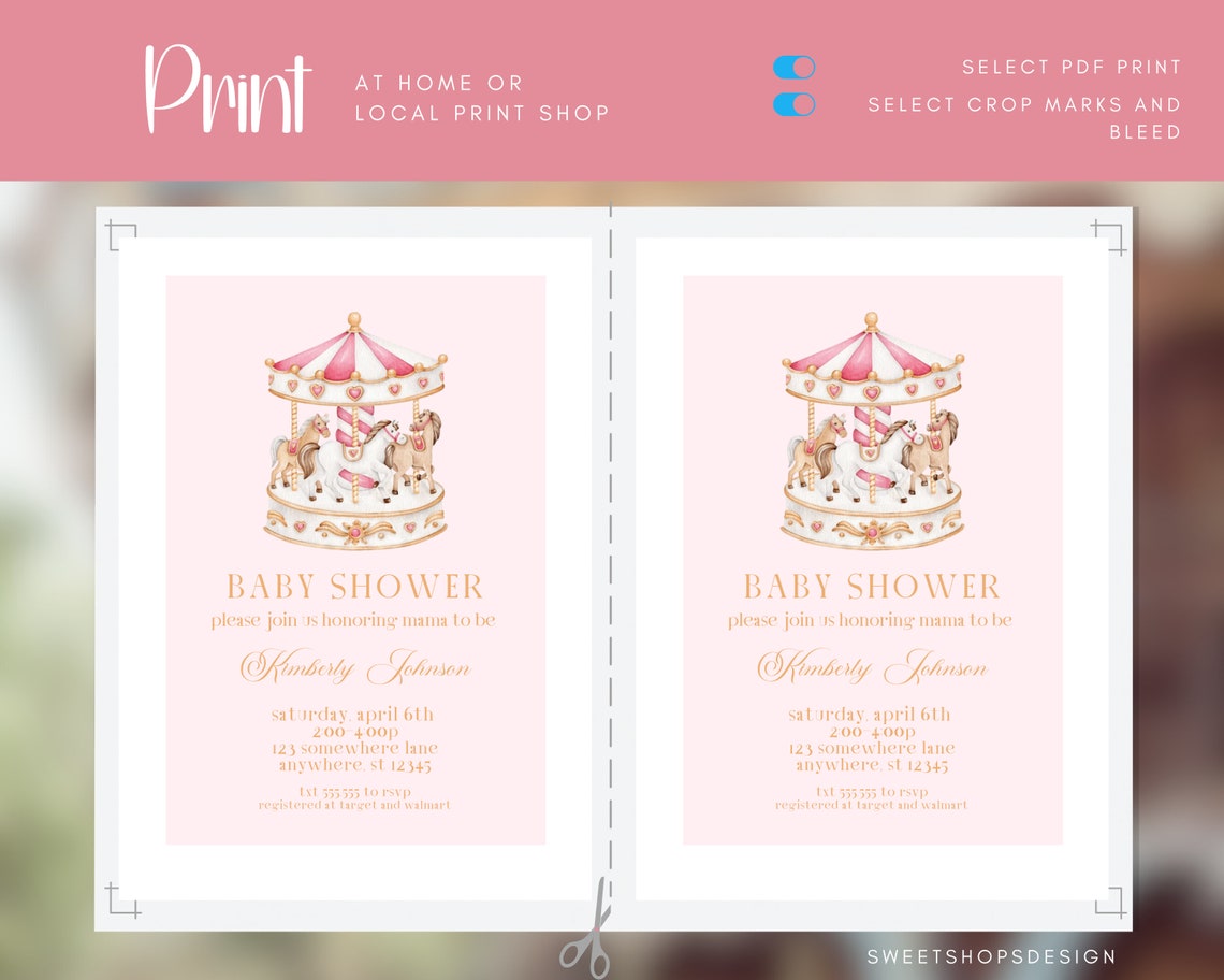 Merry Go Round Baby Shower Invitation: Carnival Circus Theme (digital ...