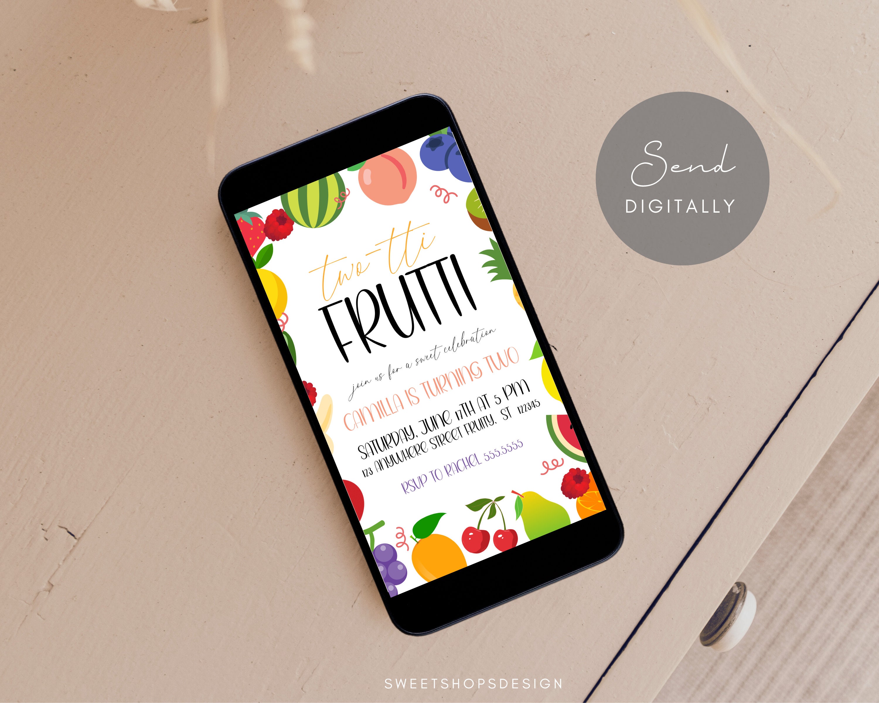 Two-tii Frutii Birthday Evite: Summer Fruit Party (digital Download) - Etsy