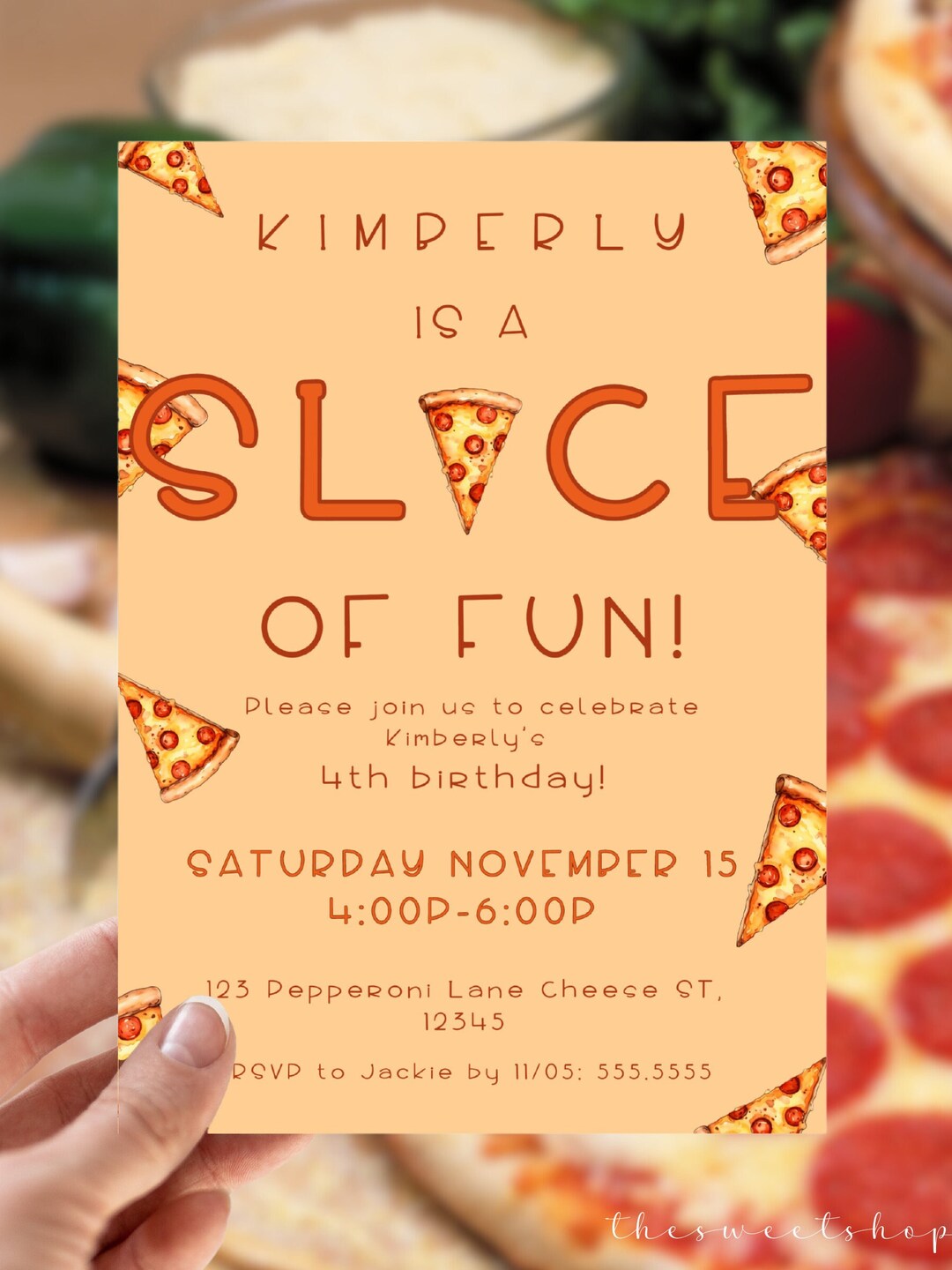 Slice of Fun Birthday Party Invitation, Kids Pizza Party, Instant ...
