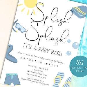 Splish Splash Baby Shower Invitation: Summer Pool Party (digital ...