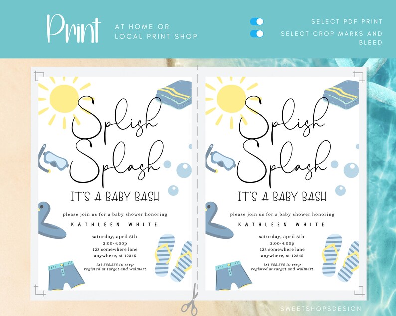 Splish Splash Baby Shower Invitation: Summer Pool Party (digital ...