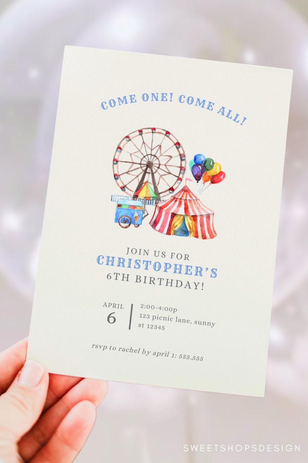 Classic Circus Kids Birthday Invitation Any Gender Any Age Editable classic-circus-kids-birthday-invitation-any-gender-any-age-editable