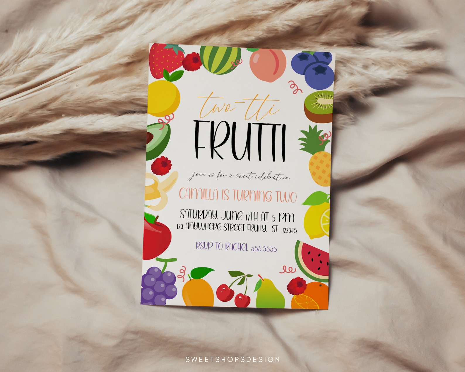 Two-tii Frutii Birthday Evite: Summer Fruit Party (digital Download) - Etsy