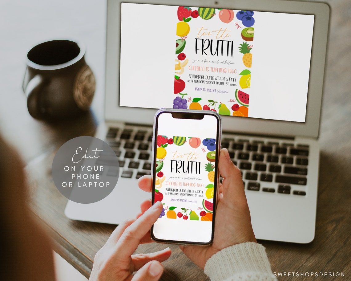 Two-tii Frutii Birthday Evite: Summer Fruit Party (digital Download) - Etsy