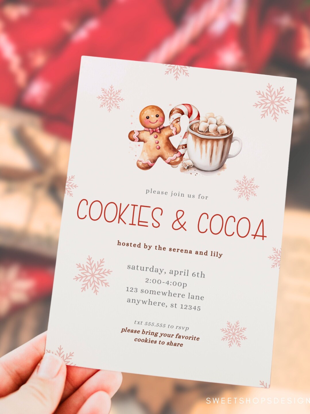 Cookies and Cocoa Party Invite, Christmas Party Evite, Winter Girl ...