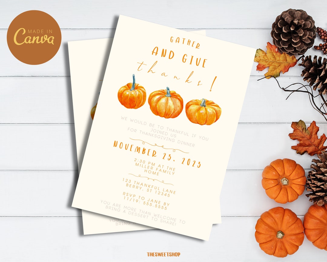 Let's Be Thankful Together Thanksgiving Dinner Invitation | Dinner ...