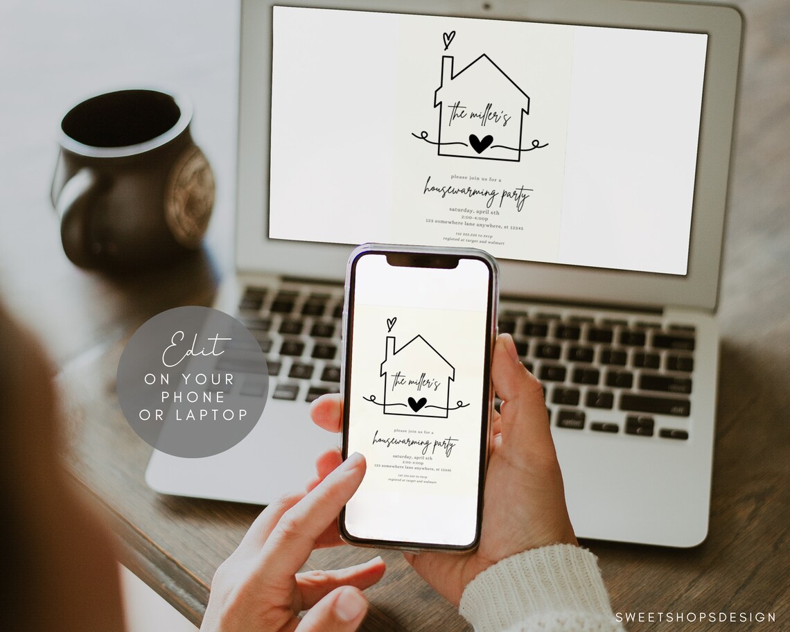 Black & White Housewarming Invitation: Editable Party Template - Etsy