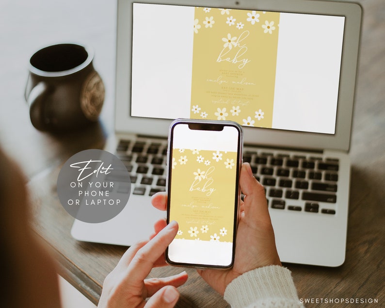 Daisy Oh Baby Shower Invitation, Digital Download, Editable Template ...