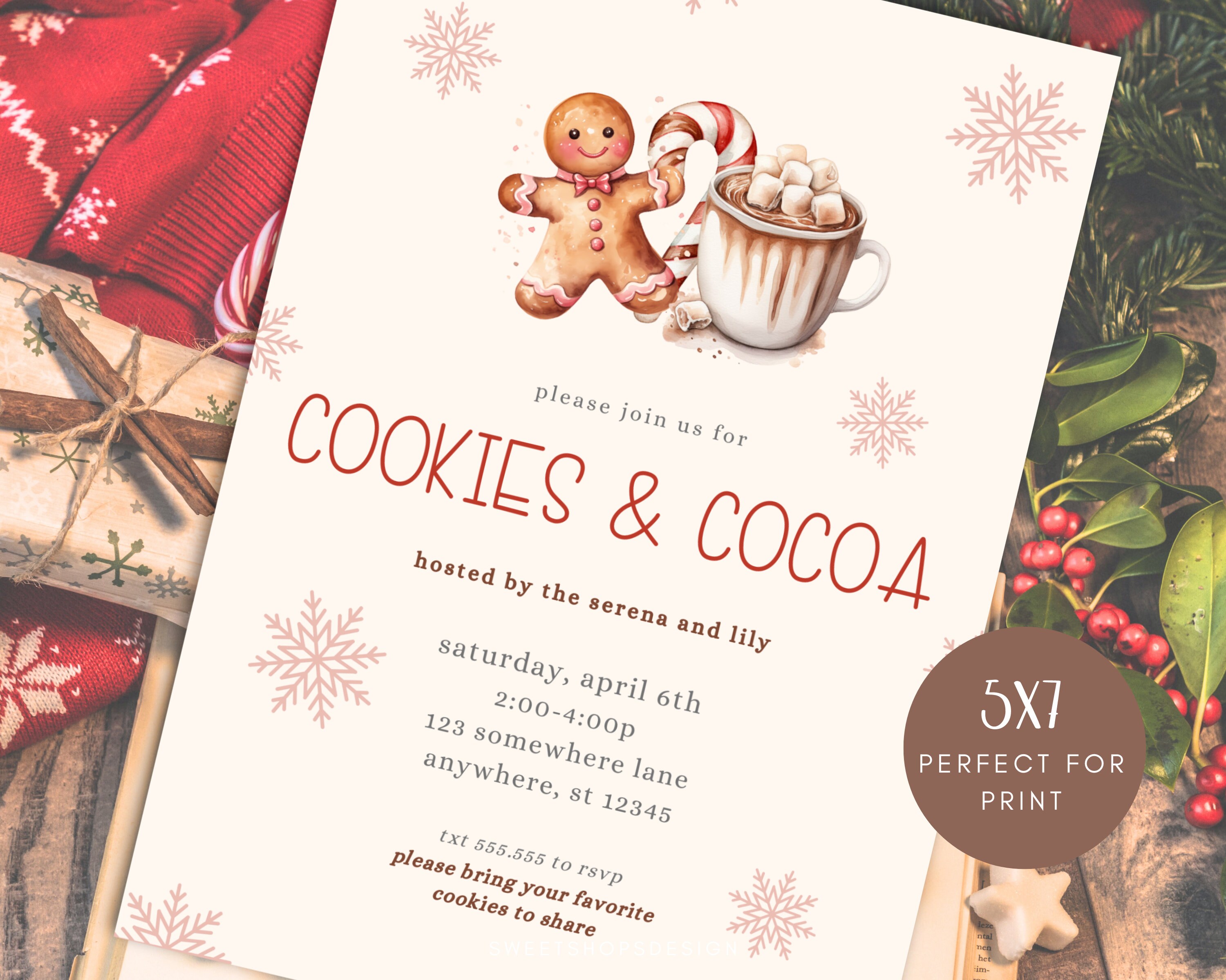 Cookies and Cocoa Party Invite, Christmas Party Evite, Winter Girl ...