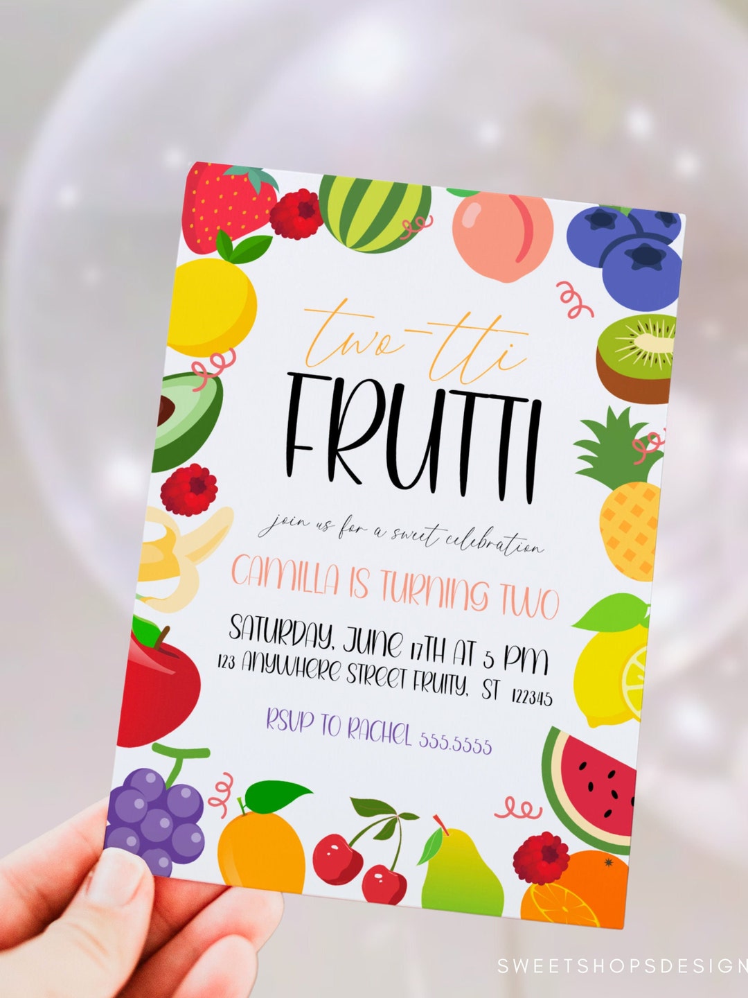 Two-tii Frutii Birthday Evite: Summer Fruit Party (digital Download) - Etsy