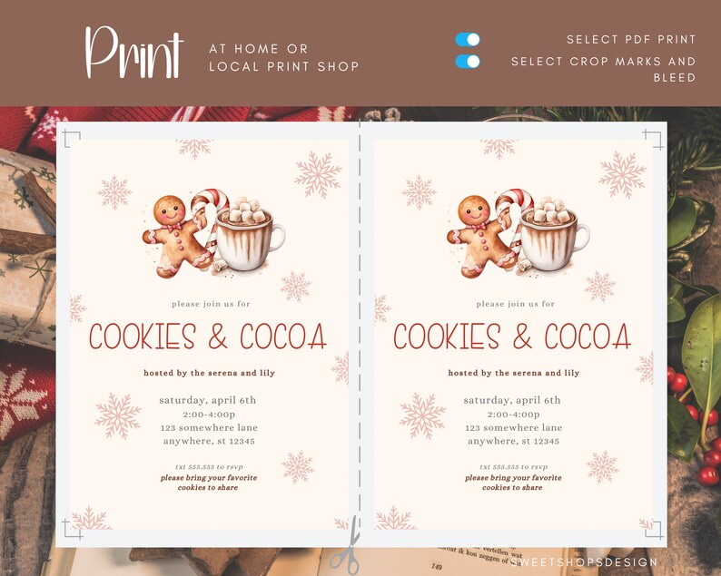 Cookies and Cocoa Party Invite, Christmas Party Evite, Winter Girl ...