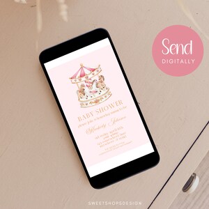 Merry Go Round Baby Shower Invitation: Carnival Circus Theme (digital ...