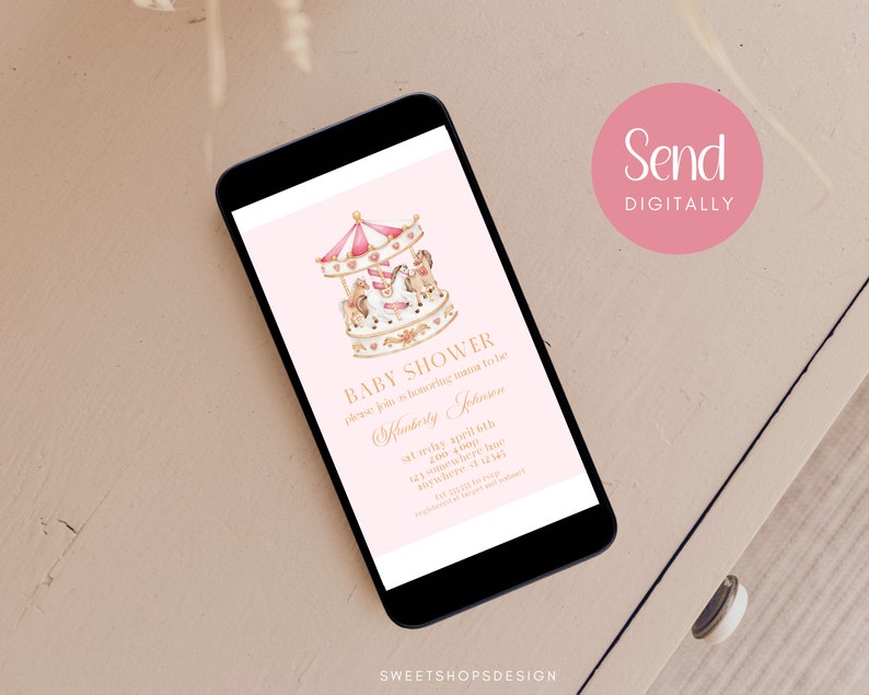 Merry Go Round Baby Shower Invitation: Carnival Circus Theme (digital ...