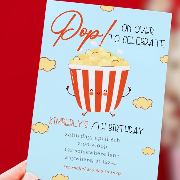 Popcorn Invitation - Etsy