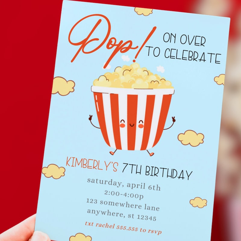 Popcorn Invitation - Etsy