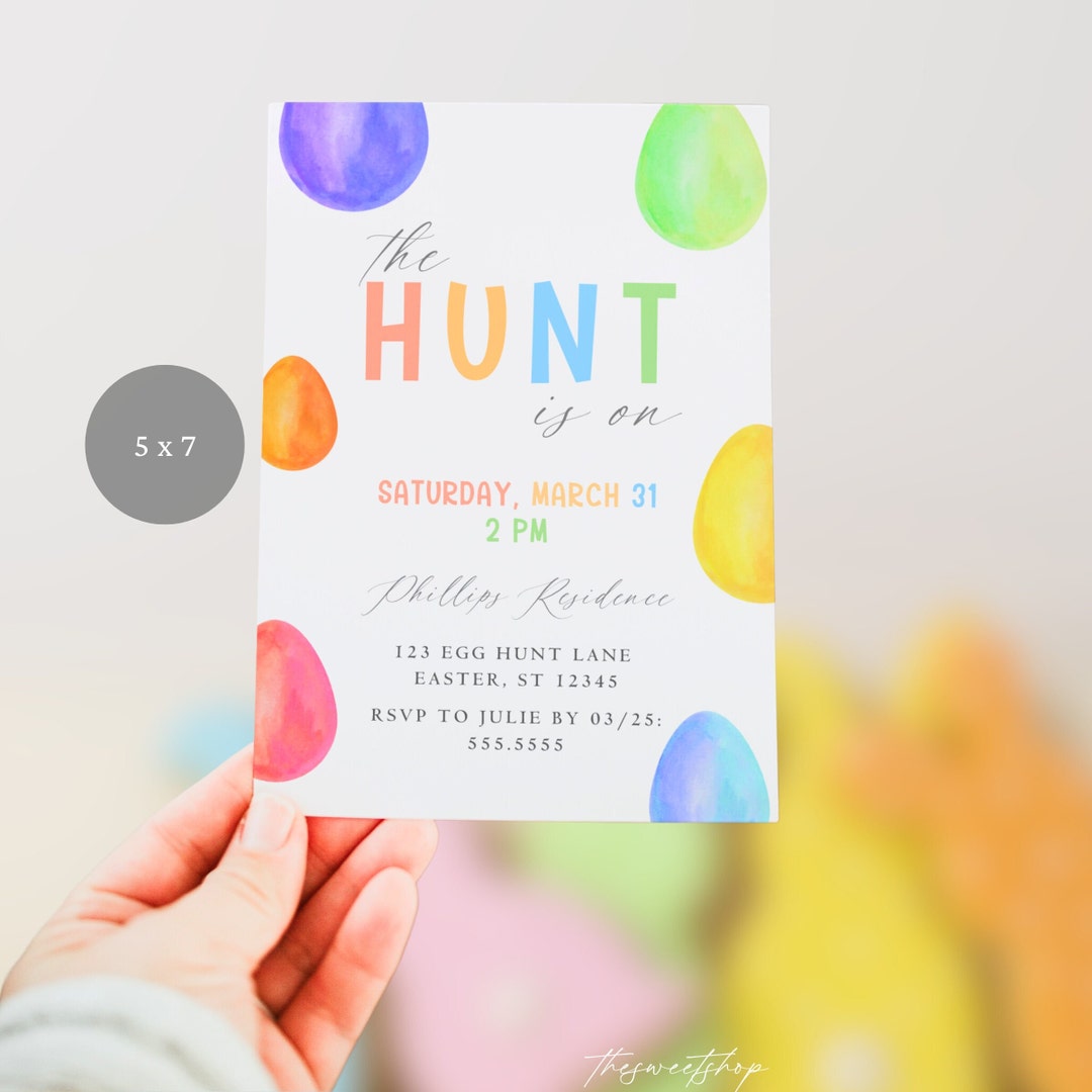 Easter Egg Hunt Invitation: Pastel Colors, Editable Template (digital ...