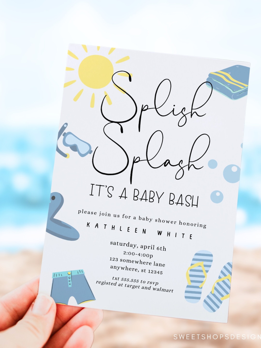 Splish Splash Baby Shower Invitation: Summer Pool Party (digital ...