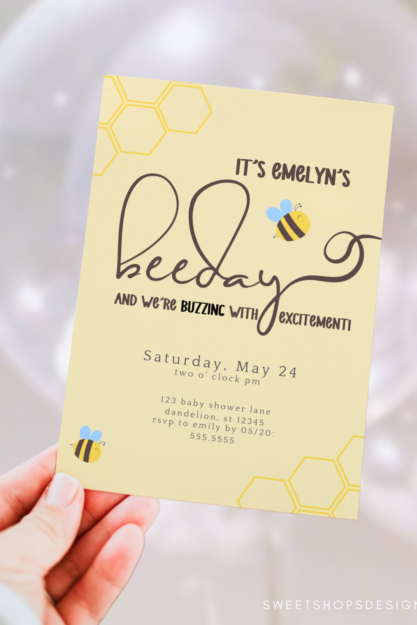 Bee Day Birthday Invitation, Any Age, Kids Party, Bee Theme, Editable ...
