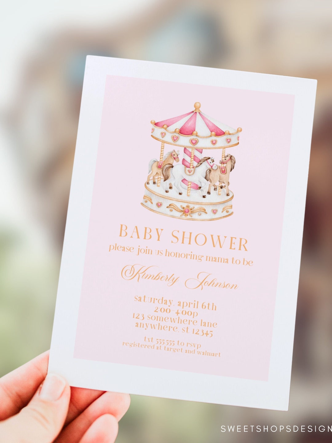 Merry Go Round Baby Shower Invitation: Carnival Circus Theme (digital ...