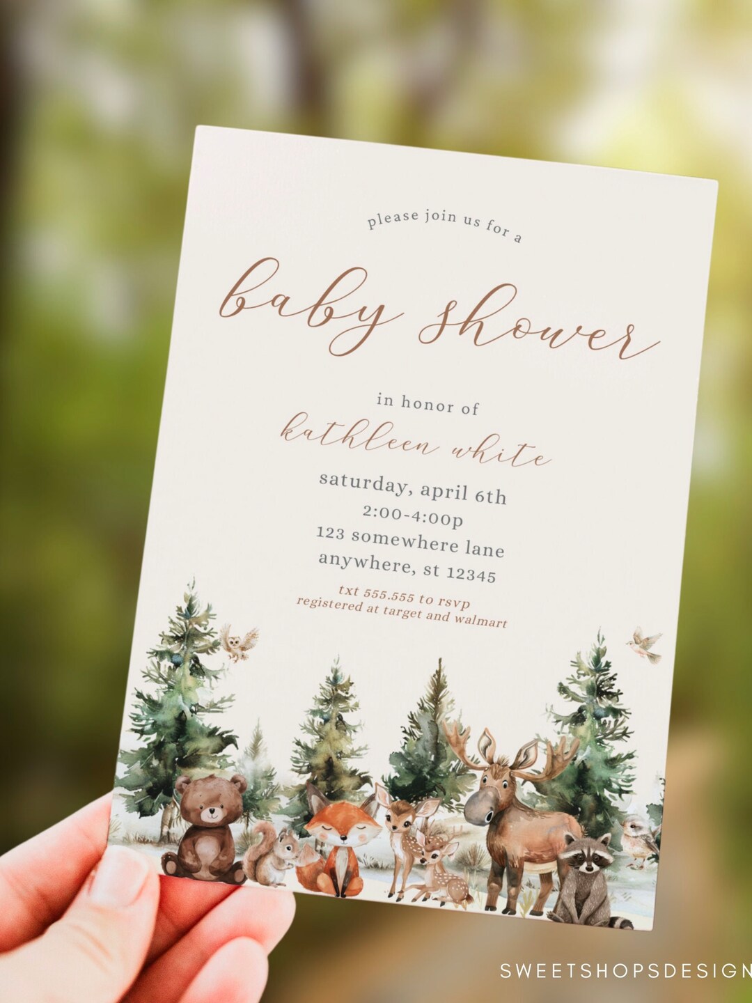 Woodland Animals Baby Shower Invitation: Forest Nature Template ...