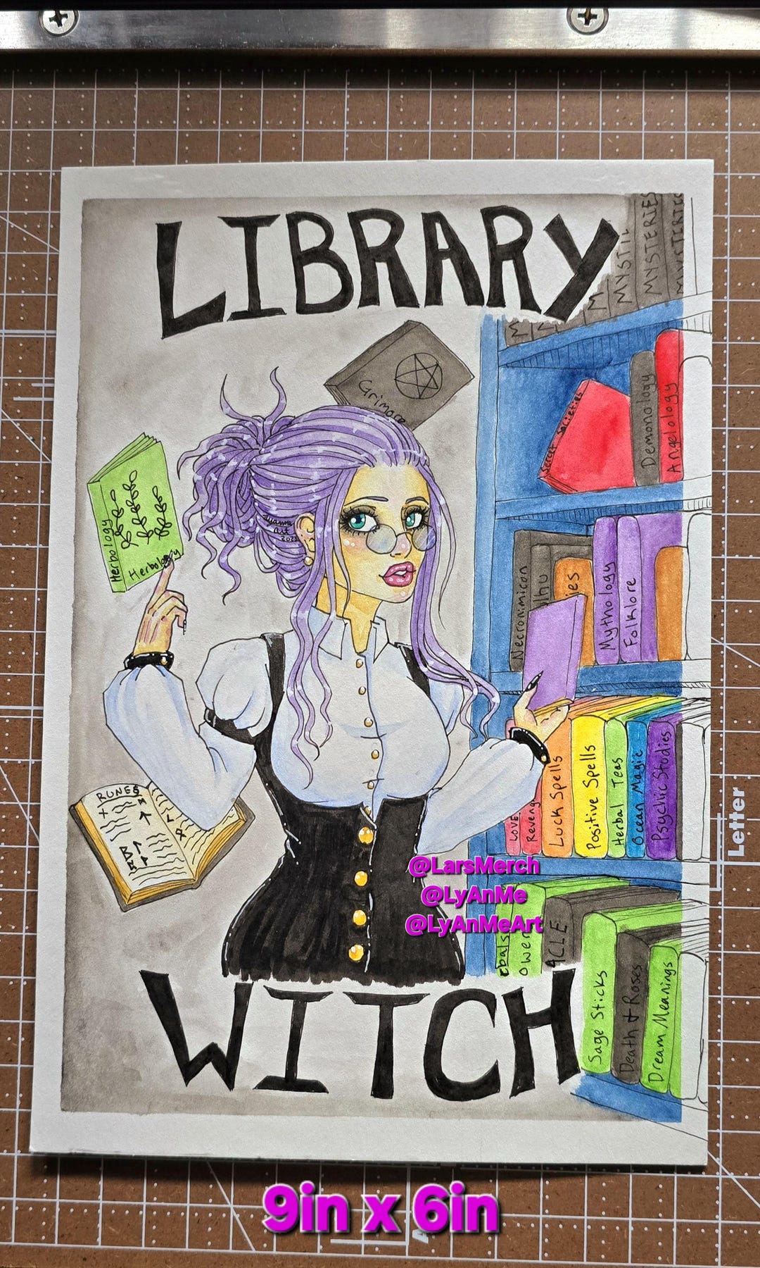 Library Witch Original Art Watercolor, Anime Art Original, Character ...