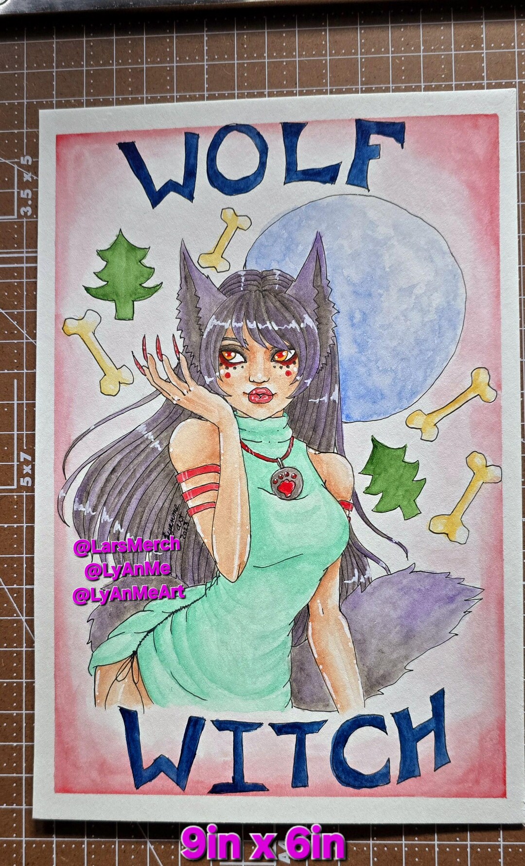 Wolf Witch Original Watercolor Art: Kawaii Anime Girl - Werewolf (9x6 ...