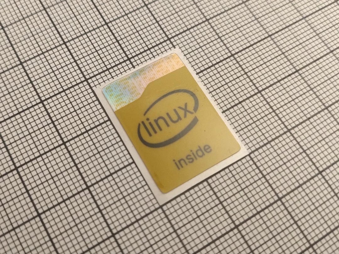 5 X Yellow & Black Linux Inside Stickers for the Computer Case 18 X 25 ...