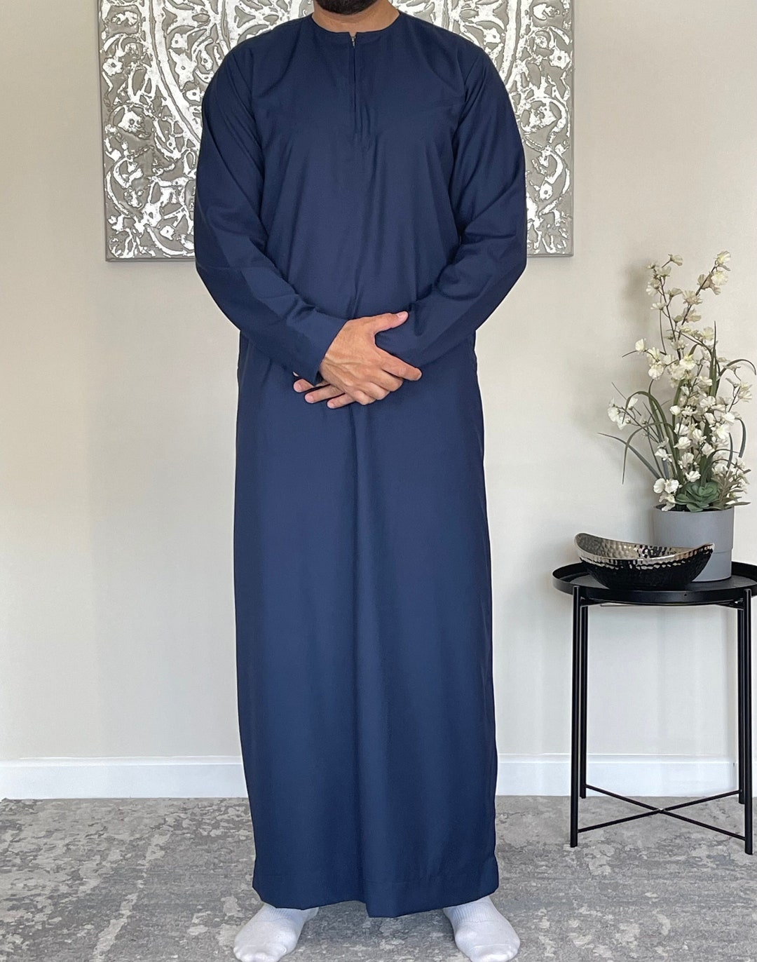 Men’s Navy Blue Omani Thobe Jubbah - Etsy UK