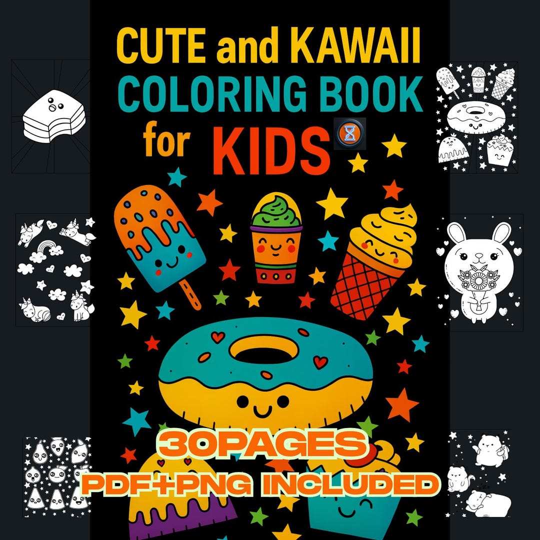 CUTE and KAWAII Coloring Book for KIDS Graphic - Etsy