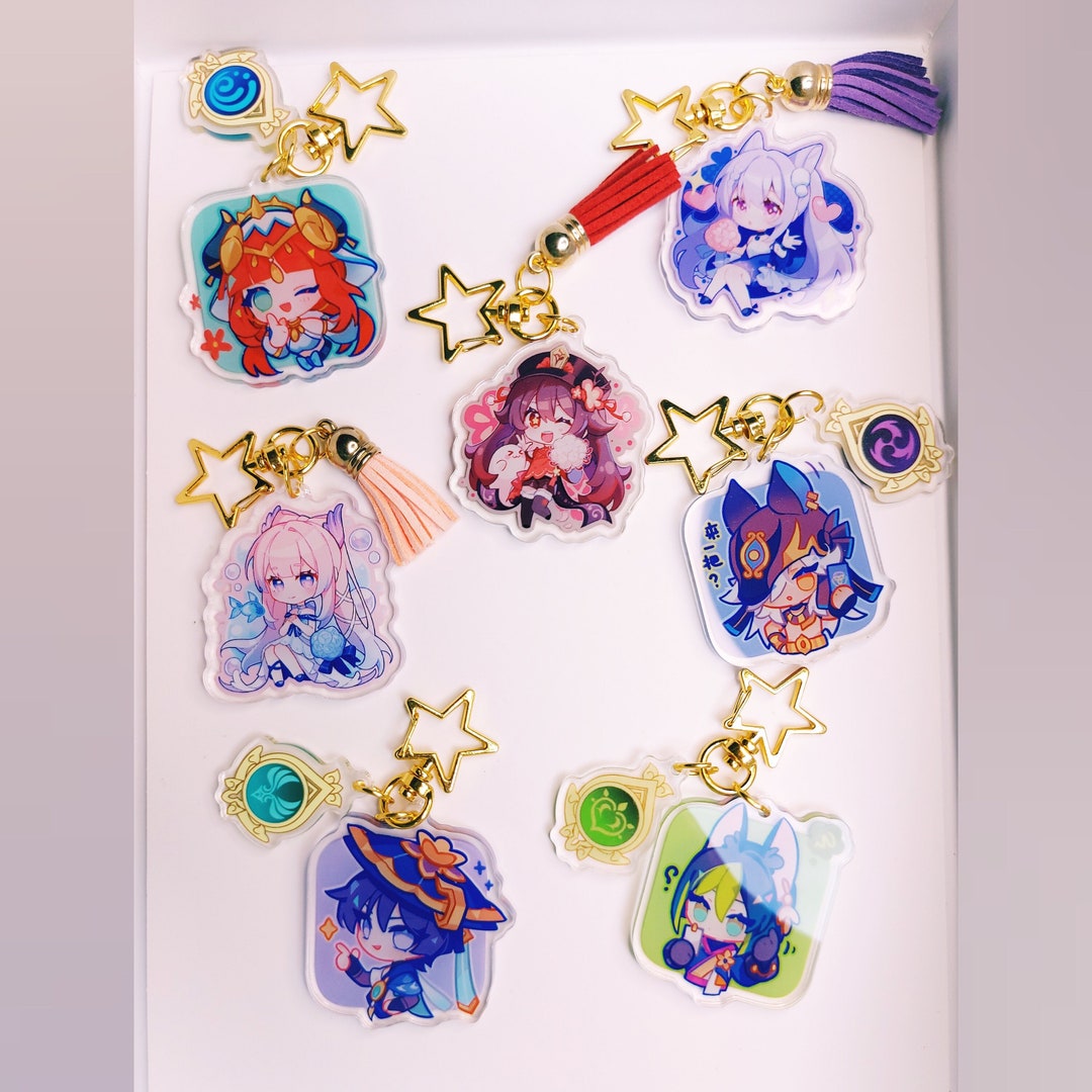 Hu Tao Cute Genshin Impact Key Chain Characters Kokomi Wanderer Nilou ...