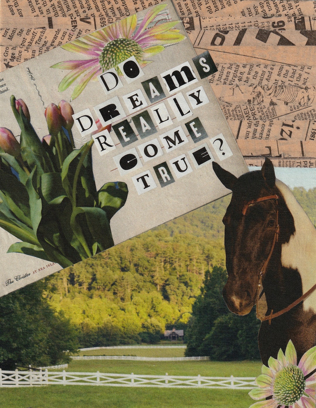 Dream: Original Vintage Newspaper Collage Art Print - Etsy