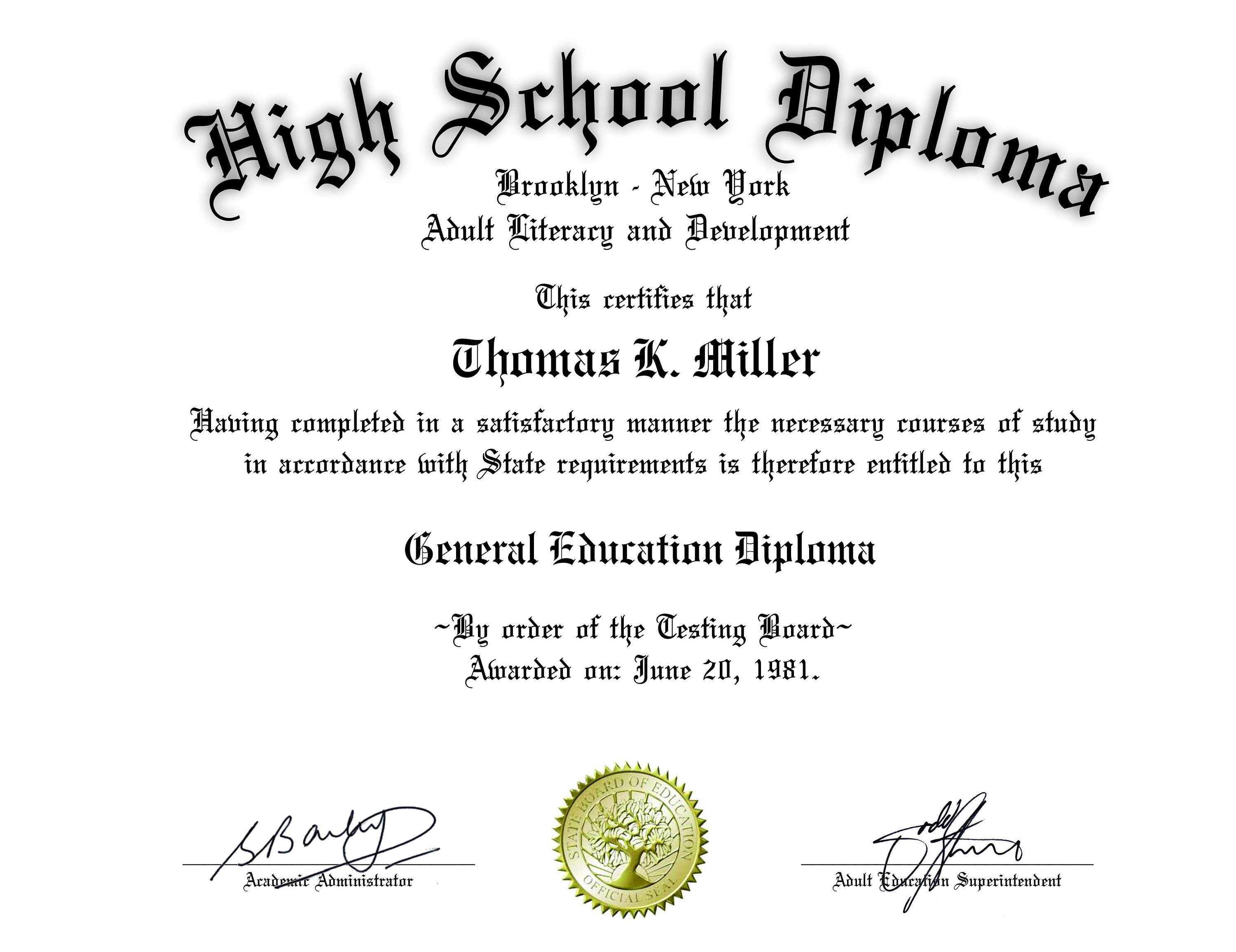 High School Diploma Certificate Template